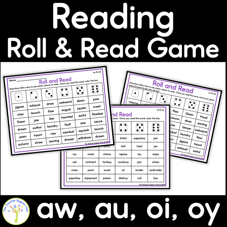 Roll and Read Vowel Teams au, aw, oi, oy - The Teacher Support Hub